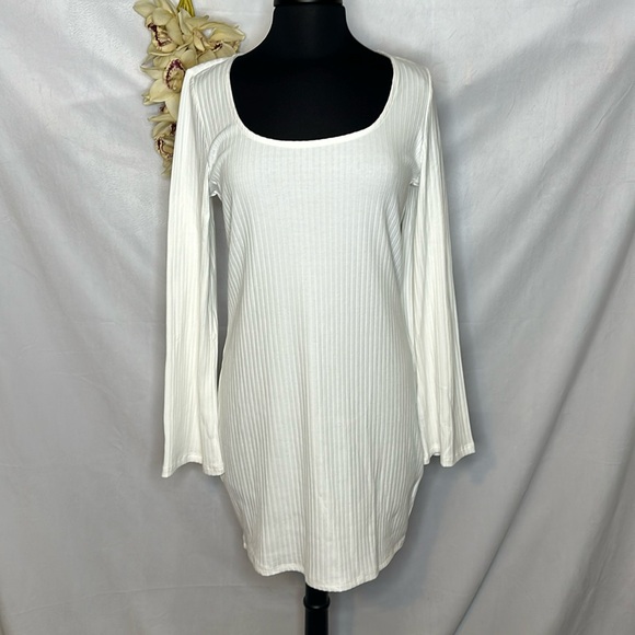 Divided | Dresses | Cream Rib Knit Round Neck Mini Dress | Poshmark